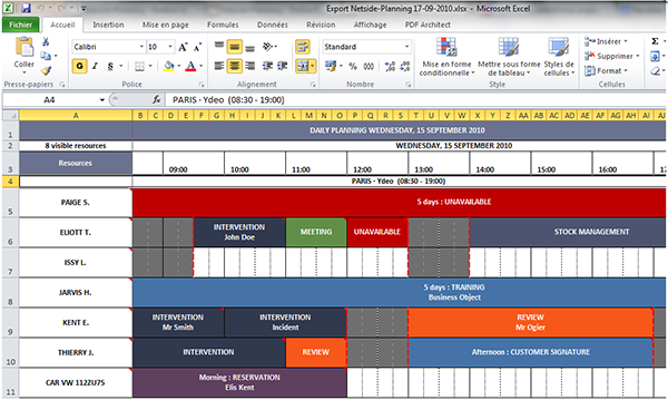 Netside Planning - Planning Excel de vos équipes Netside Planning - Planning Excel de vos équipes